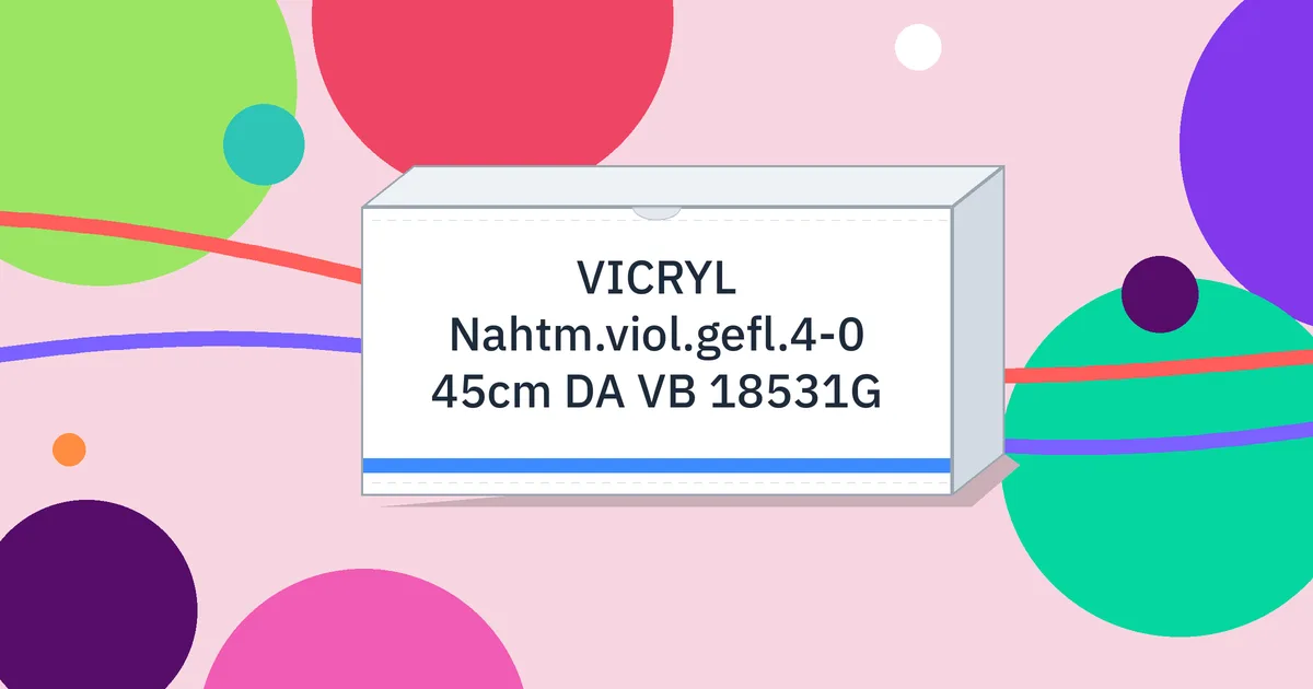 Symbolbild: Packung mit der Aufschrift VICRYL Nahtm.viol.gefl.4-0 45cm DA VB 18531G (PZN 16809790) – Verfügbarkeit und Bezug in Apotheken in Frankfurt am Main