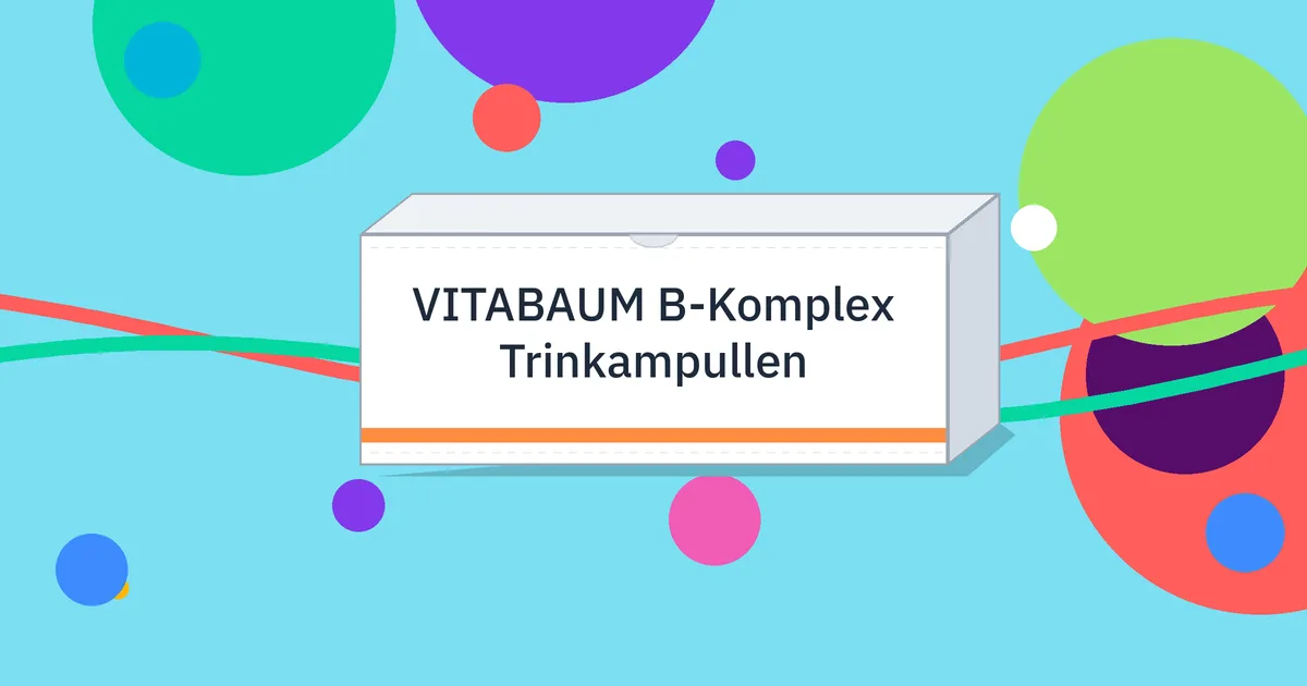 Symbolbild: Packung mit der Aufschrift VITABAUM B-Komplex Trinkampullen (PZN 16779095) – Verfügbarkeit und Bezug in Apotheken in Frankfurt am Main