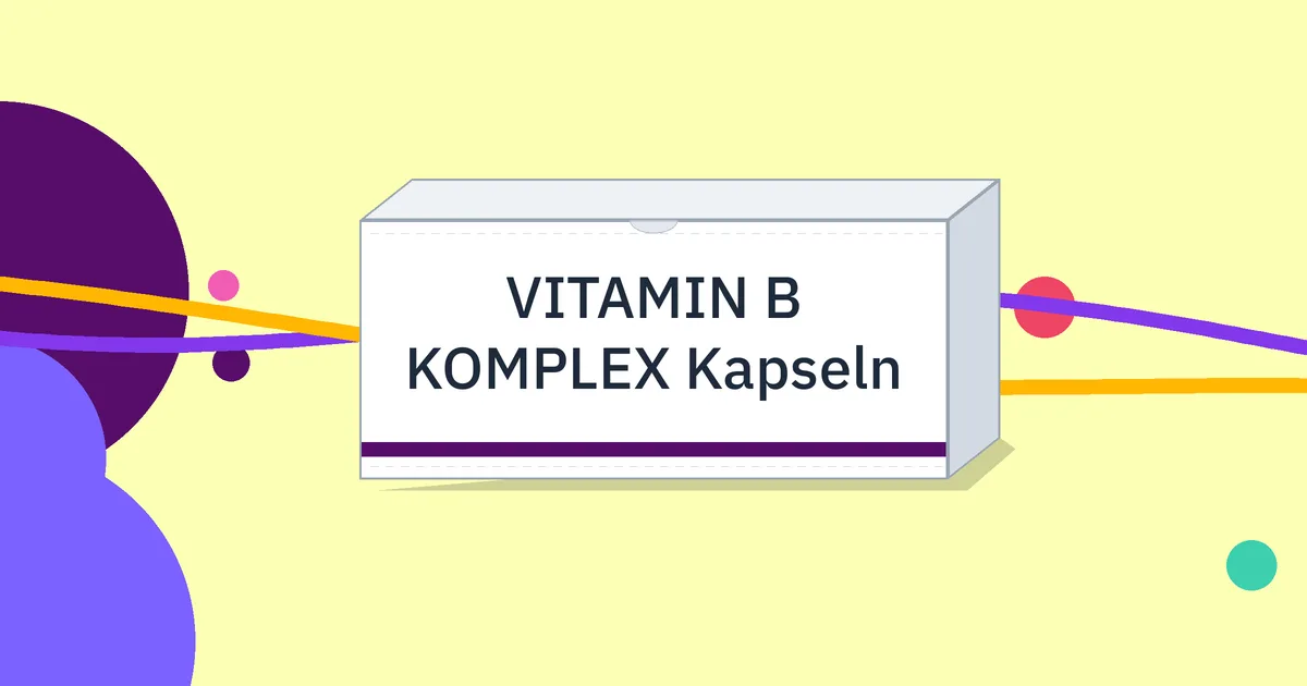 Symbolbild: Packung mit der Aufschrift VITAMIN B KOMPLEX Kapseln (PZN 07621343) – Verfügbarkeit und Bezug in Apotheken in Frankfurt am Main