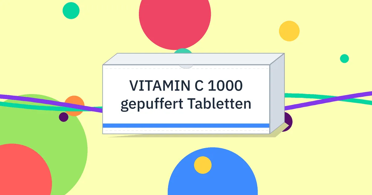Symbolbild: Packung mit der Aufschrift VITAMIN C 1000 gepuffert Tabletten (PZN 11850285) – Verfügbarkeit und Bezug in Apotheken in Frankfurt am Main