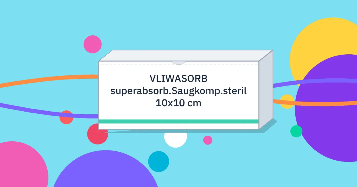Symbolbild: Packung mit der Aufschrift VLIWASORB superabsorb.Saugkomp.steril 10x10 cm (PZN 17512342) – Verfügbarkeit und Bezug in Apotheken in Frankfurt am Main