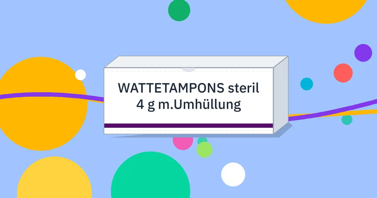 Symbolbild: Packung mit der Aufschrift WATTETAMPONS steril 4 g m.Umhüllung (PZN 01723143) – Verfügbarkeit und Bezug in Apotheken in Frankfurt am Main