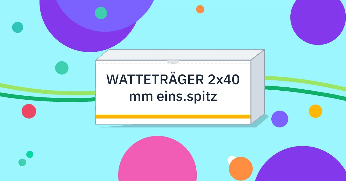 Symbolbild: Packung mit der Aufschrift WATTETRÄGER 2x40 mm eins.spitz (PZN 02446639) – Verfügbarkeit und Bezug in Apotheken in Frankfurt am Main