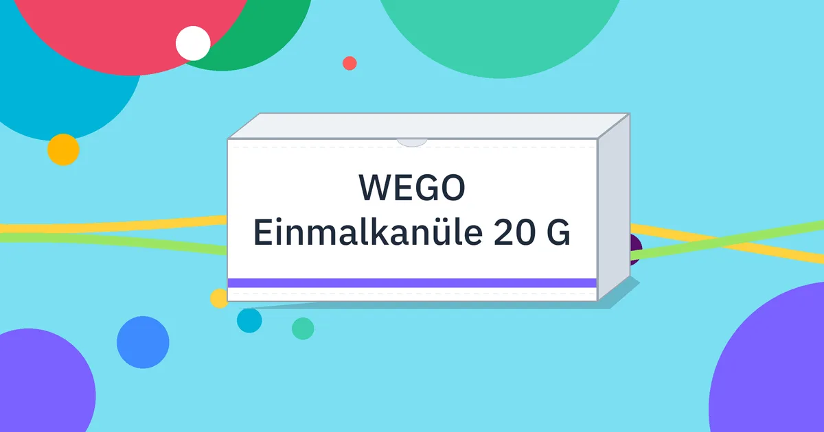 Symbolbild: Packung mit der Aufschrift WEGO Einmalkanüle 20 G (PZN 20058533) – Verfügbarkeit und Bezug in Apotheken in Frankfurt am Main