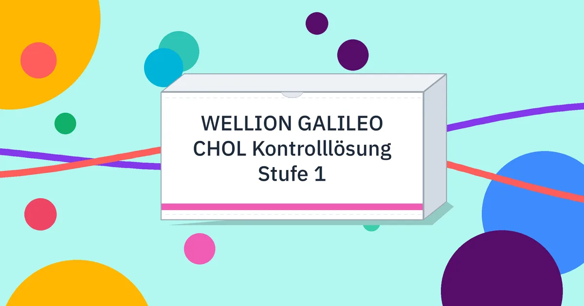 Symbolbild: Packung mit der Aufschrift WELLION GALILEO CHOL Kontrolllösung Stufe 1 (PZN 12470455) – Verfügbarkeit und Bezug in Apotheken in Frankfurt am Main