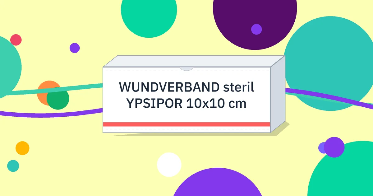Symbolbild: Packung mit der Aufschrift WUNDVERBAND steril YPSIPOR 10x10 cm (PZN 06337025) – Verfügbarkeit und Bezug in Apotheken in Frankfurt am Main