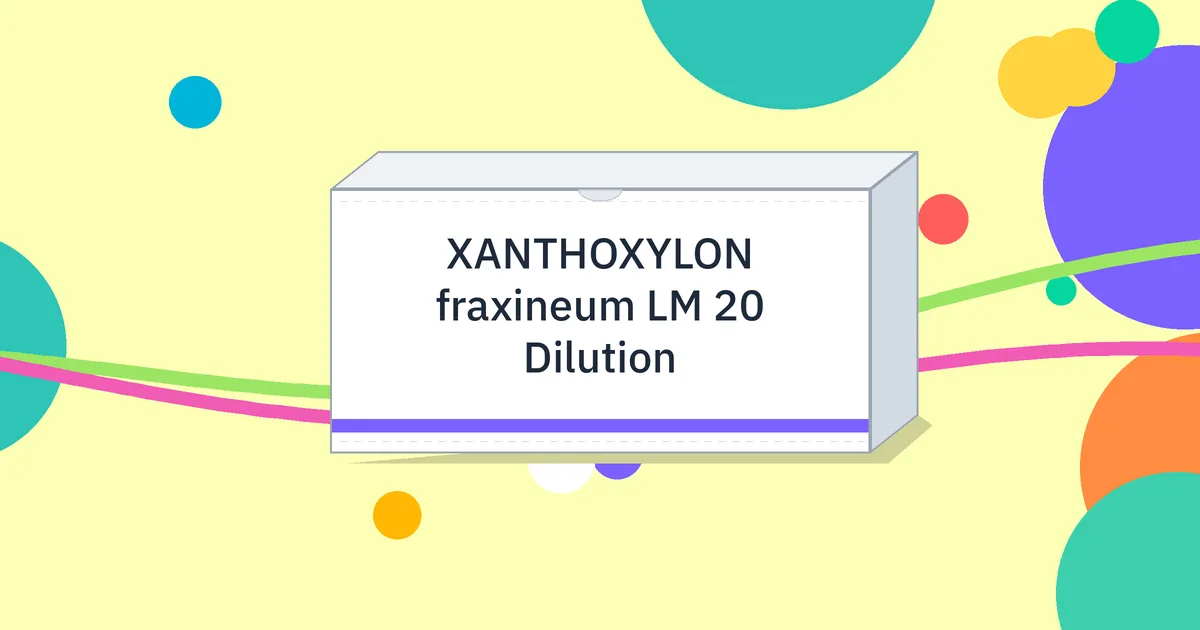 Symbolbild: Packung mit der Aufschrift XANTHOXYLON fraxineum LM 20 Dilution (PZN 13784457) – Verfügbarkeit und Bezug in Apotheken in Frankfurt am Main