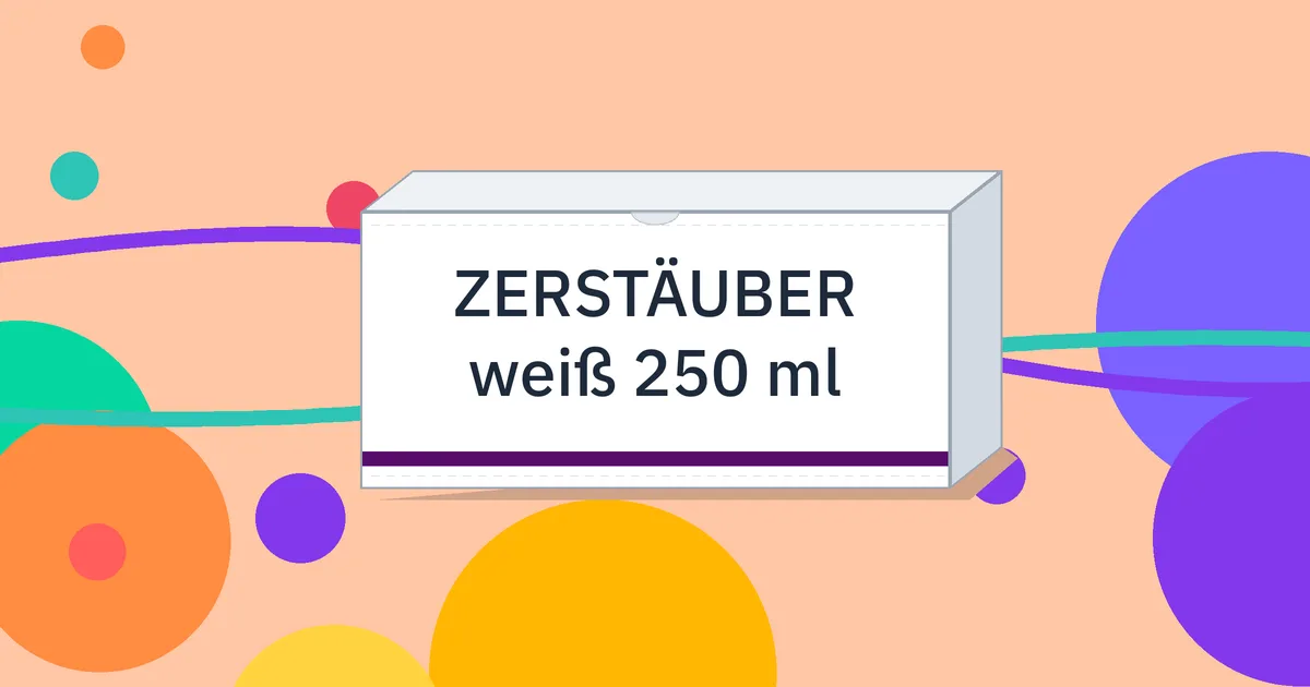 Symbolbild: Packung mit der Aufschrift ZERSTÄUBER weiß 250 ml (PZN 01384787) – Verfügbarkeit und Bezug in Apotheken in Frankfurt am Main