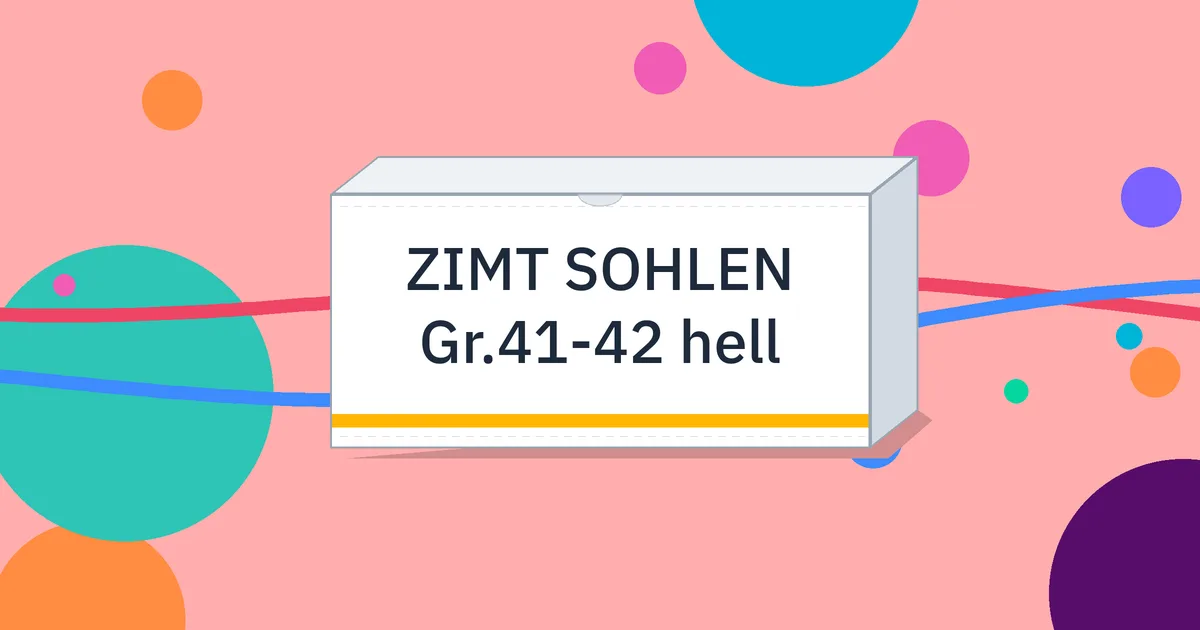 Symbolbild: Packung mit der Aufschrift ZIMT SOHLEN Gr.41-42 hell (PZN 01435734) – Verfügbarkeit und Bezug in Apotheken in Frankfurt am Main
