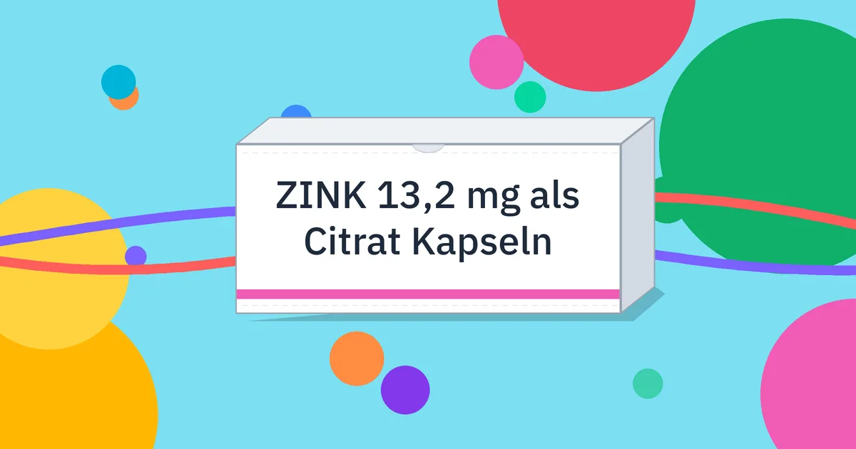 Symbolbild: Packung mit der Aufschrift ZINK 13,2 mg als Citrat Kapseln (PZN 16937559) – Verfügbarkeit und Bezug in Apotheken in Frankfurt am Main