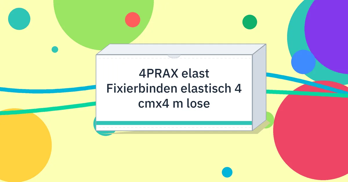 Symbolbild: Packung mit der Aufschrift 4PRAX elast Fixierbinden elastisch 4 cmx4 m lose (PZN 20229992) – Verfügbarkeit und Bezug in Apotheken in Frankfurt am Main