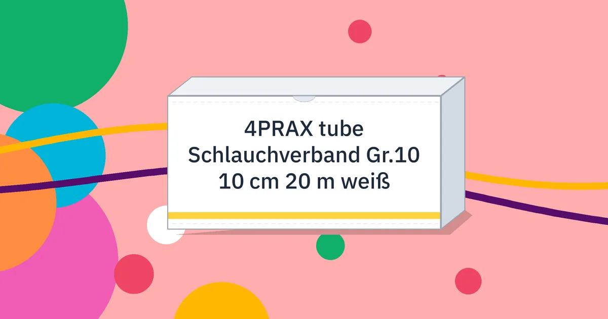 Symbolbild: Packung mit der Aufschrift 4PRAX tube Schlauchverband Gr.10 10 cm 20 m weiß (PZN 20230794) – Verfügbarkeit und Bezug in Apotheken in Frankfurt am Main
