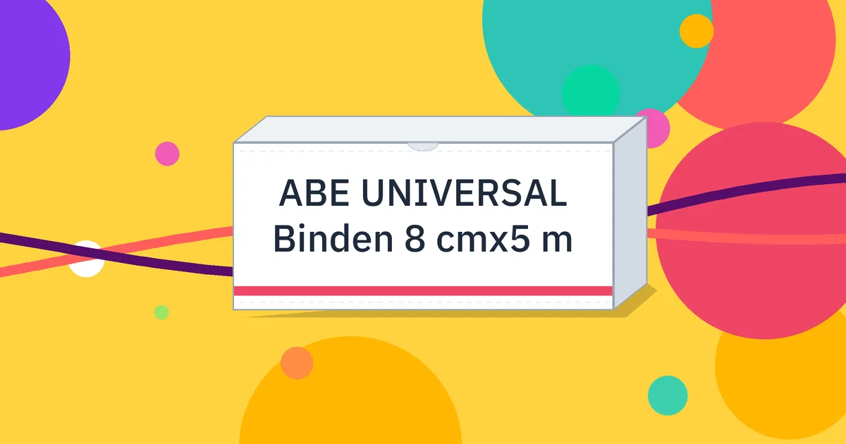 Symbolbild: Packung mit der Aufschrift ABE UNIVERSAL Binden 8 cmx5 m (PZN 00761590) – Verfügbarkeit und Bezug in Apotheken in Frankfurt am Main