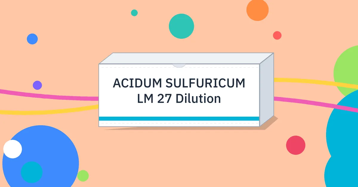 Symbolbild: Packung mit der Aufschrift ACIDUM SULFURICUM LM 27 Dilution (PZN 12754193) – Verfügbarkeit und Bezug in Apotheken in Frankfurt am Main
