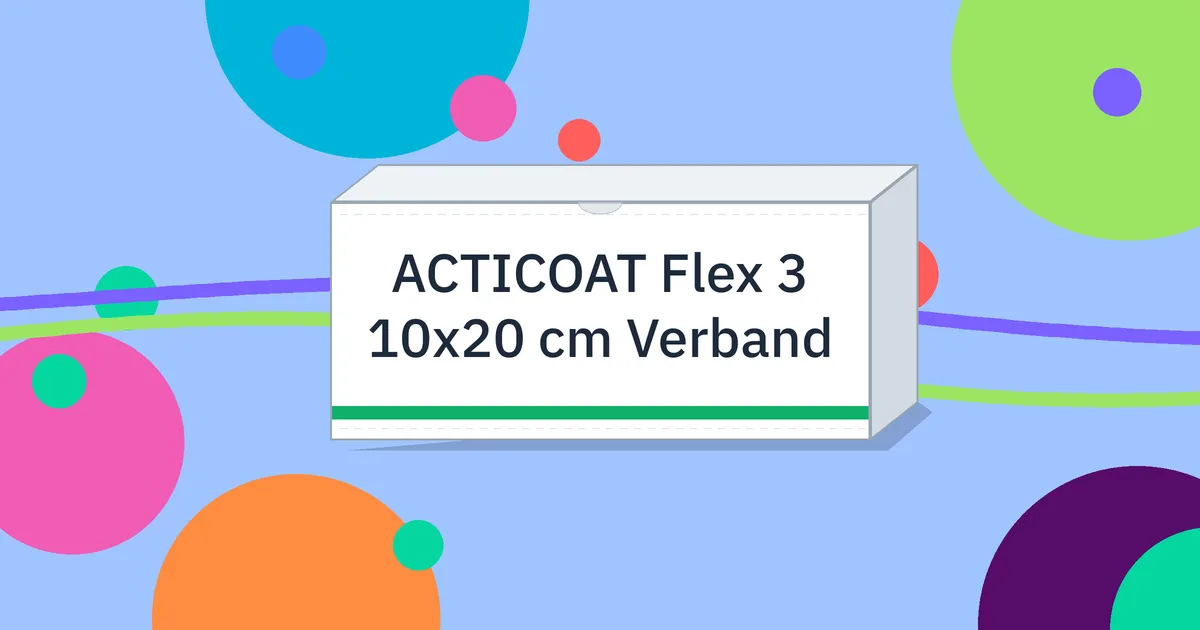 Symbolbild: Packung mit der Aufschrift ACTICOAT Flex 3 10x20 cm Verband (PZN 19685638) – Verfügbarkeit und Bezug in Apotheken in Frankfurt am Main
