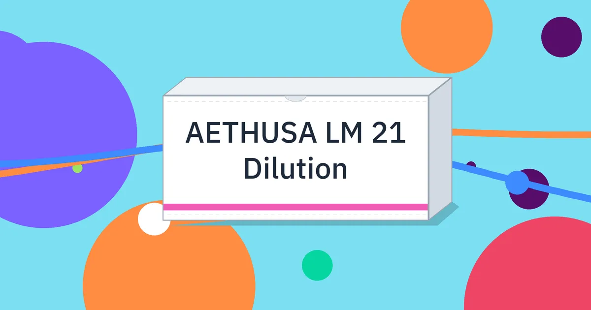 Symbolbild: Packung mit der Aufschrift AETHUSA LM 21 Dilution (PZN 12755933) – Verfügbarkeit und Bezug in Apotheken in Frankfurt am Main