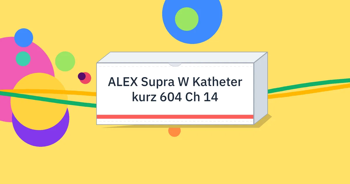 Symbolbild: Packung mit der Aufschrift ALEX Supra W Katheter kurz 604 Ch 14 (PZN 02494615) – Verfügbarkeit und Bezug in Apotheken in Frankfurt am Main