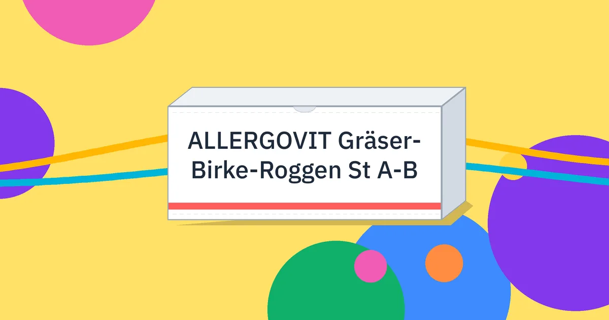 Symbolbild: Packung mit der Aufschrift ALLERGOVIT Gräser-Birke-Roggen St A-B (PZN 00534523) – Verfügbarkeit und Bezug in Apotheken in Frankfurt am Main