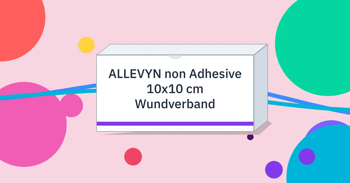 Symbolbild: Packung mit der Aufschrift ALLEVYN non Adhesive 10x10 cm Wundverband (PZN 16044666) – Verfügbarkeit und Bezug in Apotheken in Frankfurt am Main