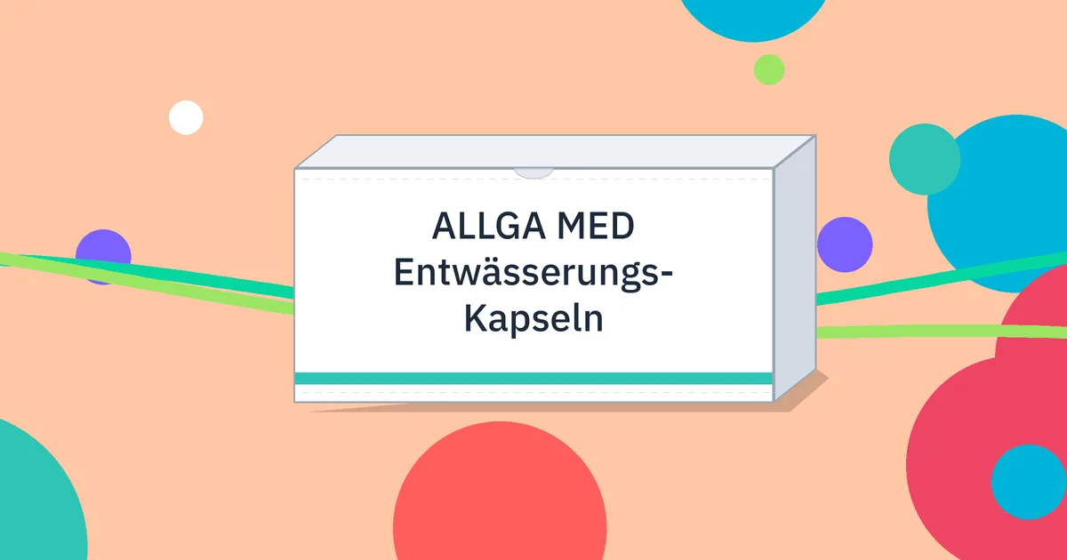 Symbolbild: Packung mit der Aufschrift ALLGA MED Entwässerungs-Kapseln (PZN 11657424) – Verfügbarkeit und Bezug in Apotheken in Frankfurt am Main