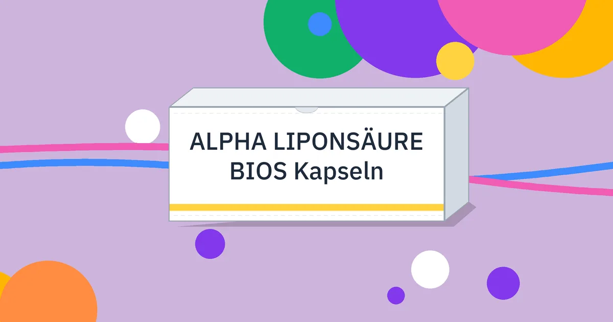 Symbolbild: Packung mit der Aufschrift ALPHA LIPONSÄURE BIOS Kapseln (PZN 00942593) – Verfügbarkeit und Bezug in Apotheken in Frankfurt am Main