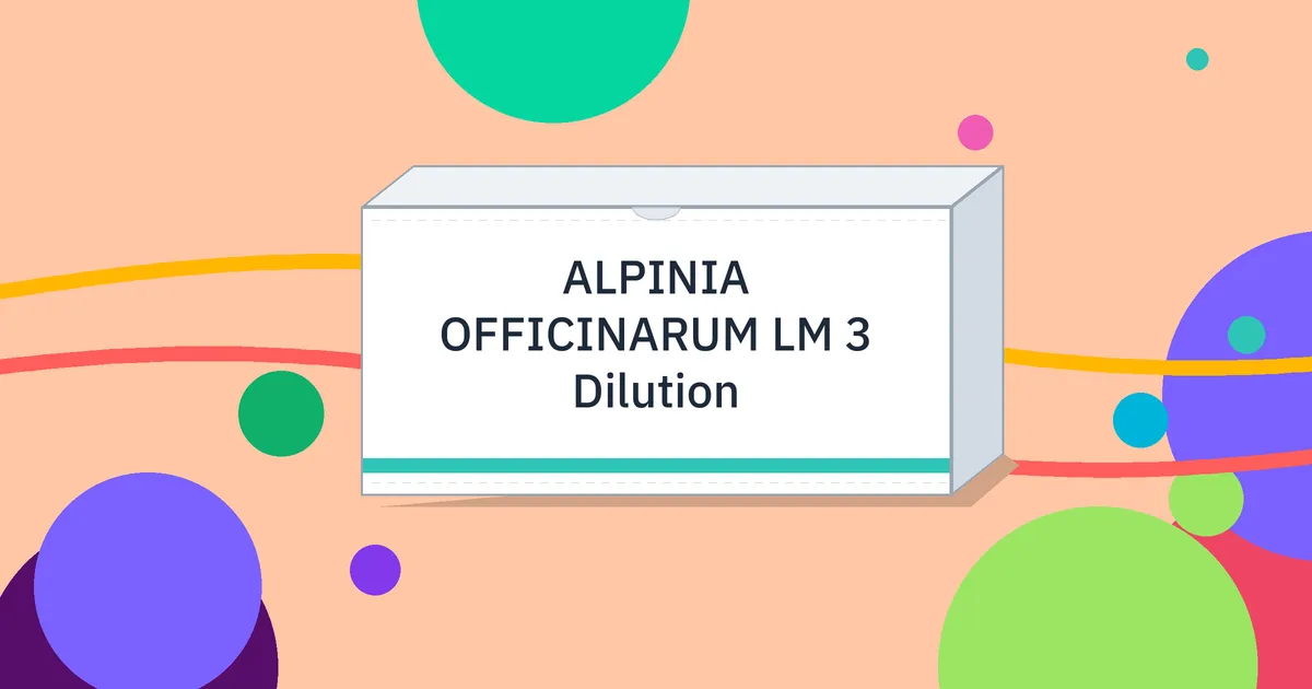 Symbolbild: Packung mit der Aufschrift ALPINIA OFFICINARUM LM 3 Dilution (PZN 13313752) – Verfügbarkeit und Bezug in Apotheken in Frankfurt am Main