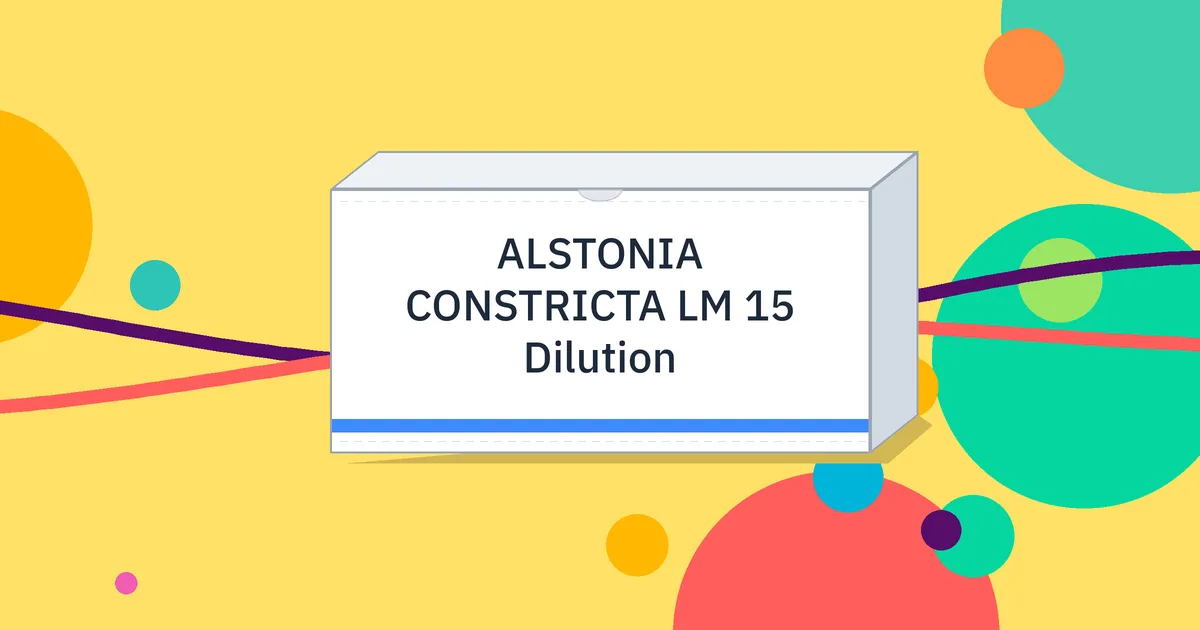Symbolbild: Packung mit der Aufschrift ALSTONIA CONSTRICTA LM 15 Dilution (PZN 13314355) – Verfügbarkeit und Bezug in Apotheken in Frankfurt am Main