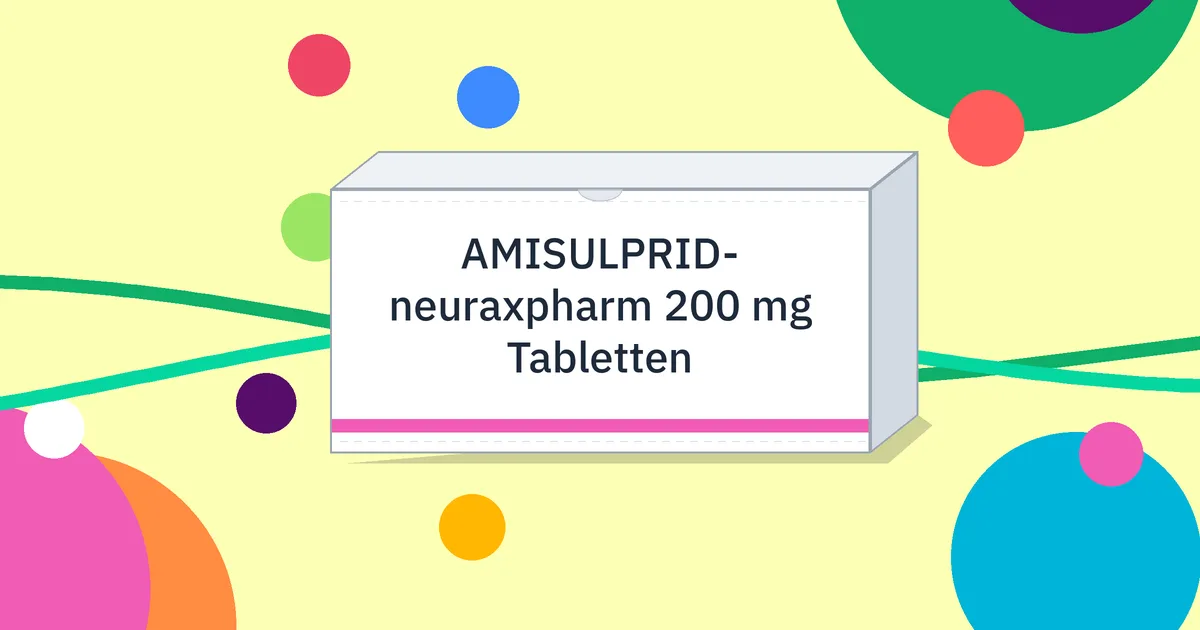 Symbolbild: Packung mit der Aufschrift AMISULPRID-neuraxpharm 200 mg Tabletten (PZN 03836466) – Verfügbarkeit und Bezug in Apotheken in Frankfurt am Main