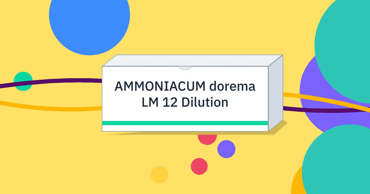 Symbolbild: Packung mit der Aufschrift AMMONIACUM dorema LM 12 Dilution (PZN 13318991) – Verfügbarkeit und Bezug in Apotheken in Frankfurt am Main