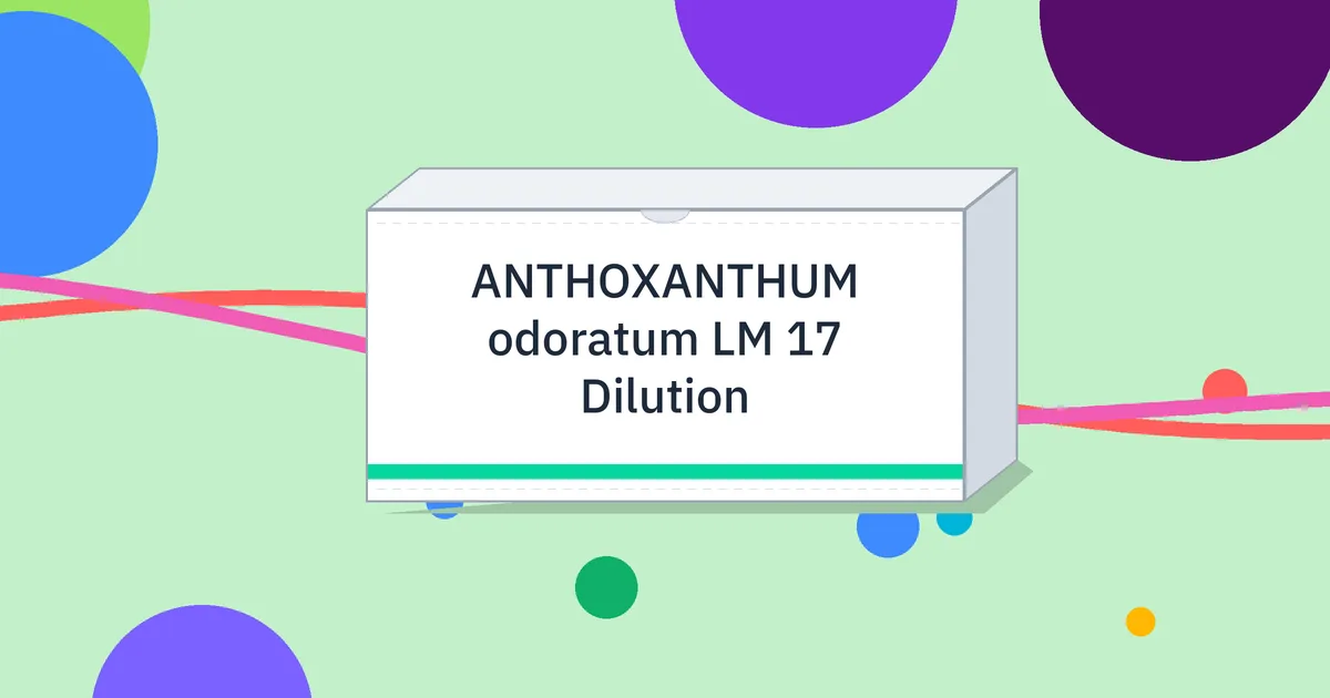Symbolbild: Packung mit der Aufschrift ANTHOXANTHUM odoratum LM 17 Dilution (PZN 13369899) – Verfügbarkeit und Bezug in Apotheken in Frankfurt am Main
