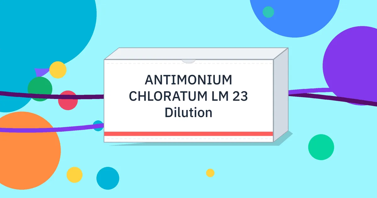 Symbolbild: Packung mit der Aufschrift ANTIMONIUM CHLORATUM LM 23 Dilution (PZN 13372803) – Verfügbarkeit und Bezug in Apotheken in Frankfurt am Main