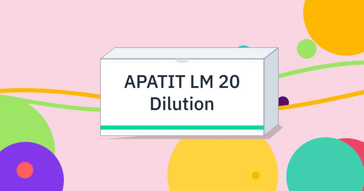 Symbolbild: Packung mit der Aufschrift APATIT LM 20 Dilution (PZN 13377522) – Verfügbarkeit und Bezug in Apotheken in Frankfurt am Main