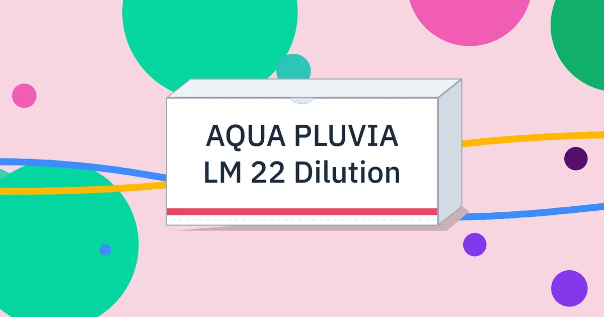 Symbolbild: Packung mit der Aufschrift AQUA PLUVIA LM 22 Dilution (PZN 12766084) – Verfügbarkeit und Bezug in Apotheken in Frankfurt am Main