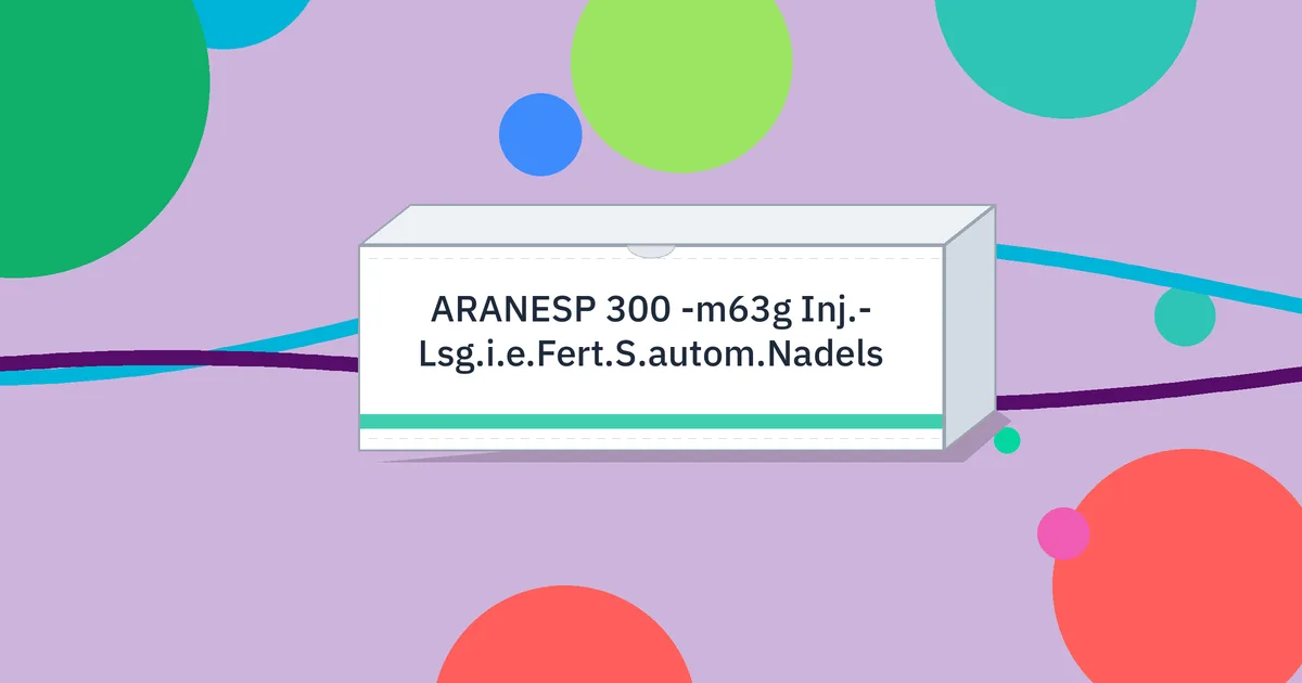 Symbolbild: Packung mit der Aufschrift ARANESP 300 -m63g Inj.-Lsg.i.e.Fert.S.autom.Nadels (PZN 16933863) – Verfügbarkeit und Bezug in Apotheken in Frankfurt am Main