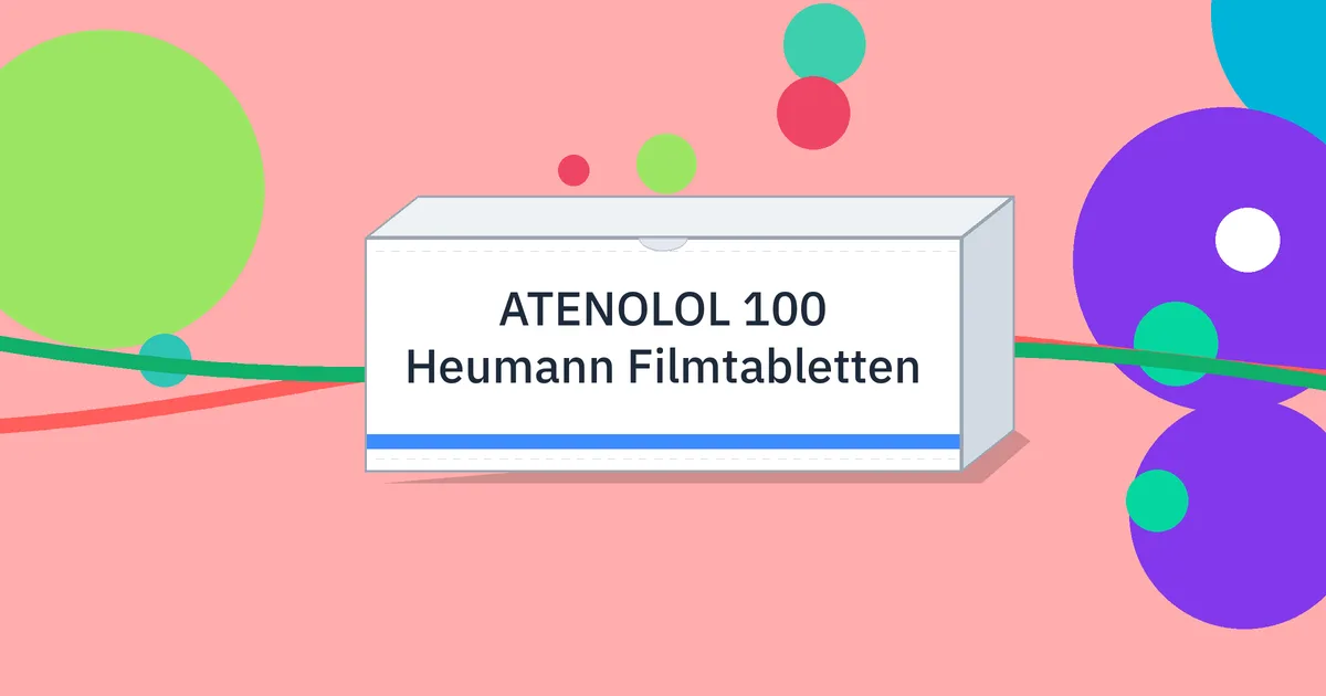 Symbolbild: Packung mit der Aufschrift ATENOLOL 100 Heumann Filmtabletten (PZN 03540659) – Verfügbarkeit und Bezug in Apotheken in Frankfurt am Main