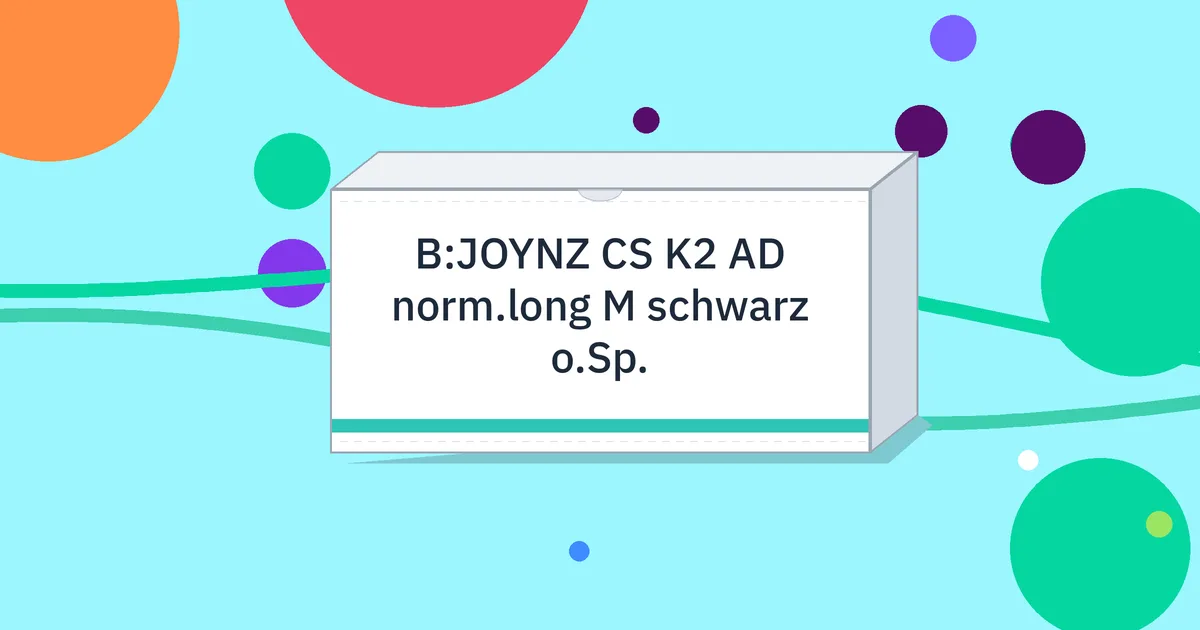 Symbolbild: Packung mit der Aufschrift B:JOYNZ CS K2 AD norm.long M schwarz o.Sp. (PZN 20525704) – Verfügbarkeit und Bezug in Apotheken in Frankfurt am Main