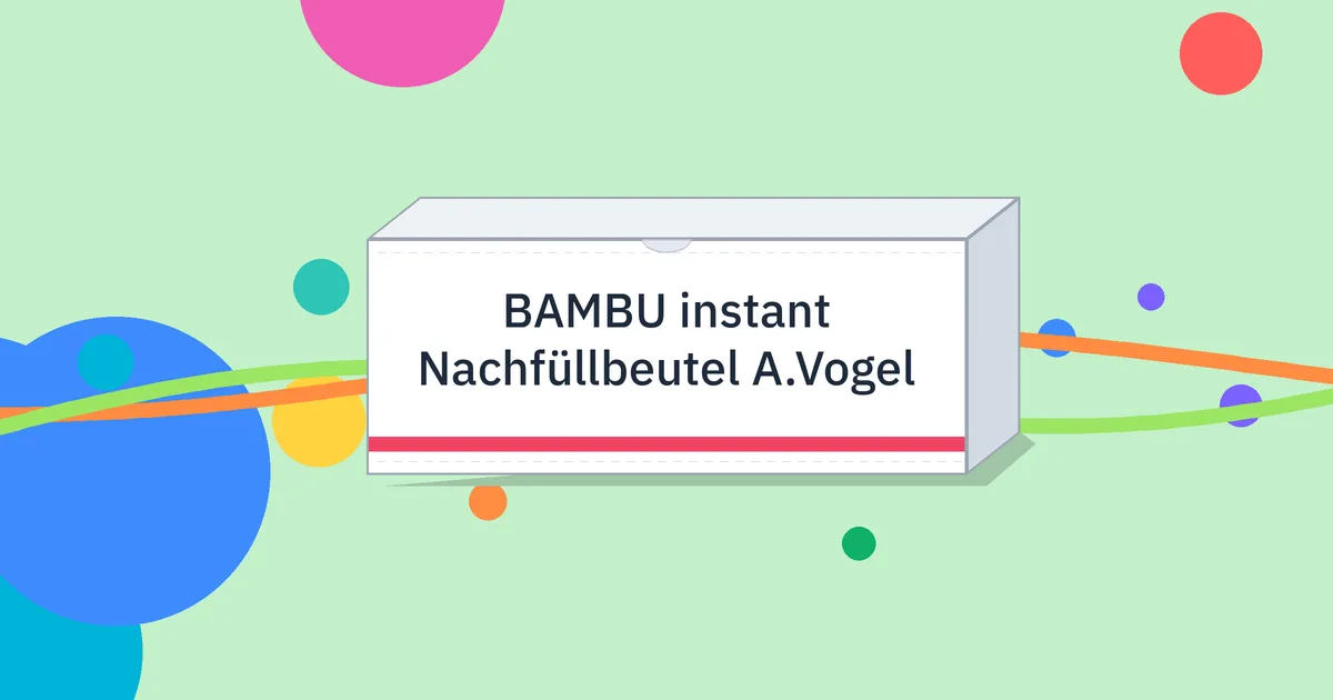 Symbolbild: Packung mit der Aufschrift BAMBU instant Nachfüllbeutel A.Vogel (PZN 06877566) – Verfügbarkeit und Bezug in Apotheken in Frankfurt am Main