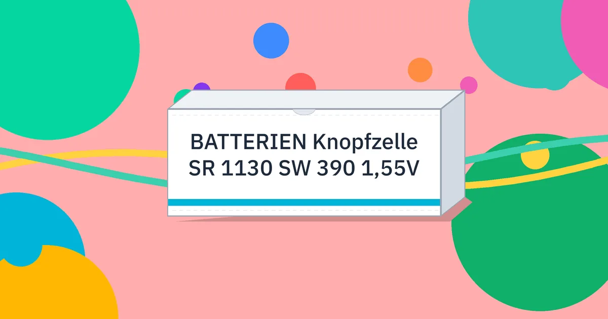 Symbolbild: Packung mit der Aufschrift BATTERIEN Knopfzelle SR 1130 SW 390 1,55V (PZN 01360172) – Verfügbarkeit und Bezug in Apotheken in Frankfurt am Main