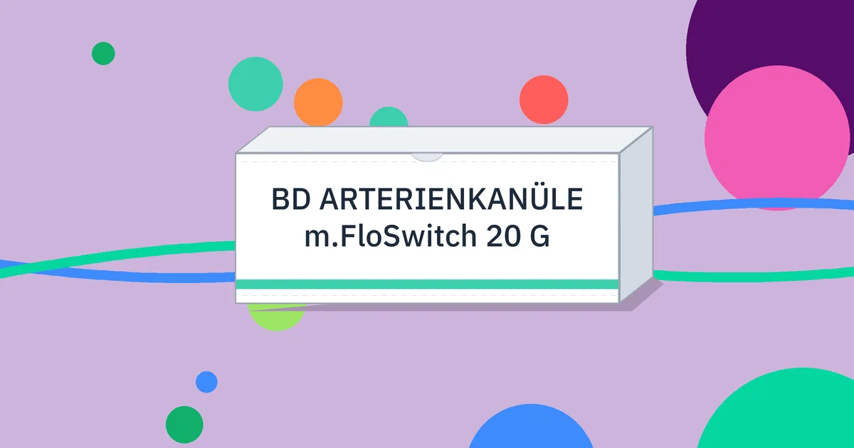 Symbolbild: Packung mit der Aufschrift BD ARTERIENKANÜLE m.FloSwitch 20 G (PZN 01321858) – Verfügbarkeit und Bezug in Apotheken in Frankfurt am Main
