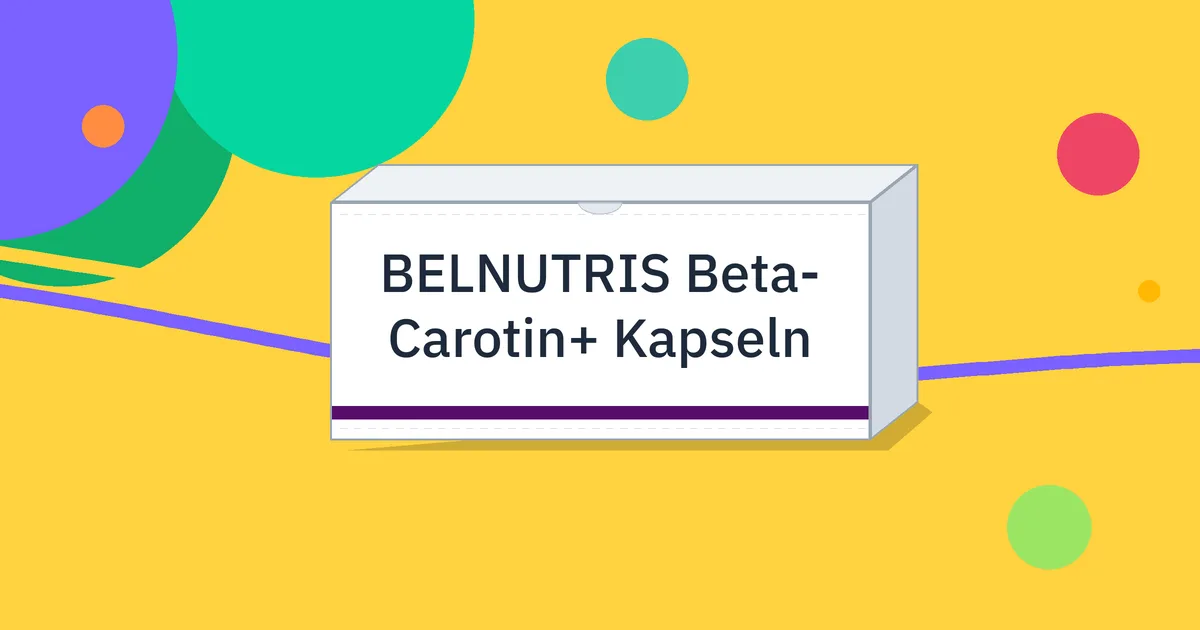 Symbolbild: Packung mit der Aufschrift BELNUTRIS Beta-Carotin+ Kapseln (PZN 19637987) – Verfügbarkeit und Bezug in Apotheken in Frankfurt am Main