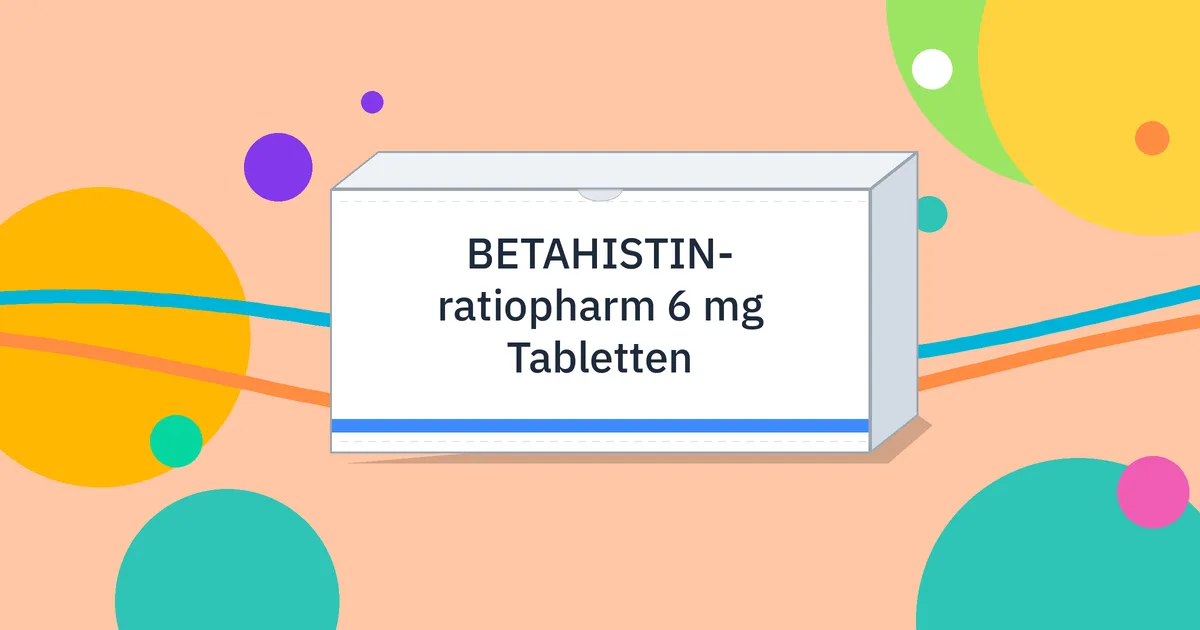 Symbolbild: Packung mit der Aufschrift BETAHISTIN-ratiopharm 6 mg Tabletten (PZN 08621144) – Verfügbarkeit und Bezug in Apotheken in Frankfurt am Main
