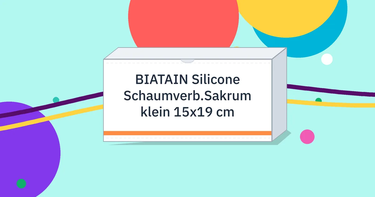 Symbolbild: Packung mit der Aufschrift BIATAIN Silicone Schaumverb.Sakrum klein 15x19 cm (PZN 18311172) – Verfügbarkeit und Bezug in Apotheken in Frankfurt am Main