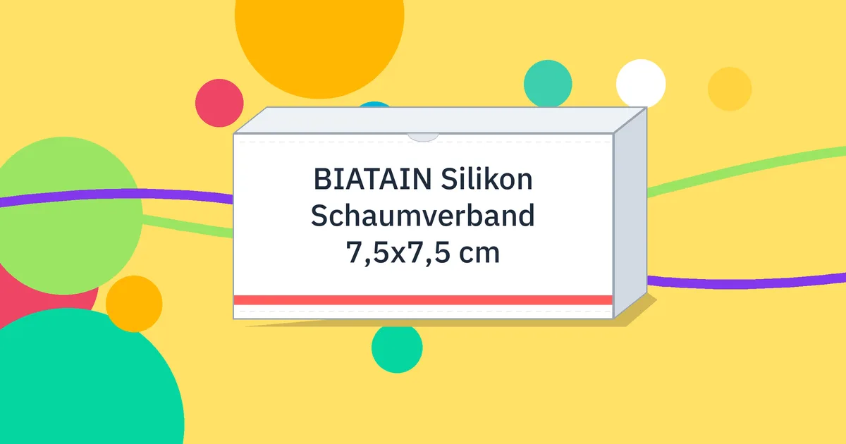 Symbolbild: Packung mit der Aufschrift BIATAIN Silikon Schaumverband 7,5x7,5 cm (PZN 08482062) – Verfügbarkeit und Bezug in Apotheken in Frankfurt am Main