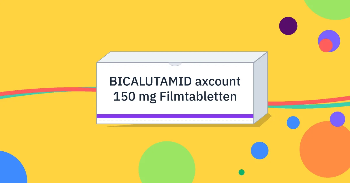 Symbolbild: Packung mit der Aufschrift BICALUTAMID axcount 150 mg Filmtabletten (PZN 12481401) – Verfügbarkeit und Bezug in Apotheken in Frankfurt am Main