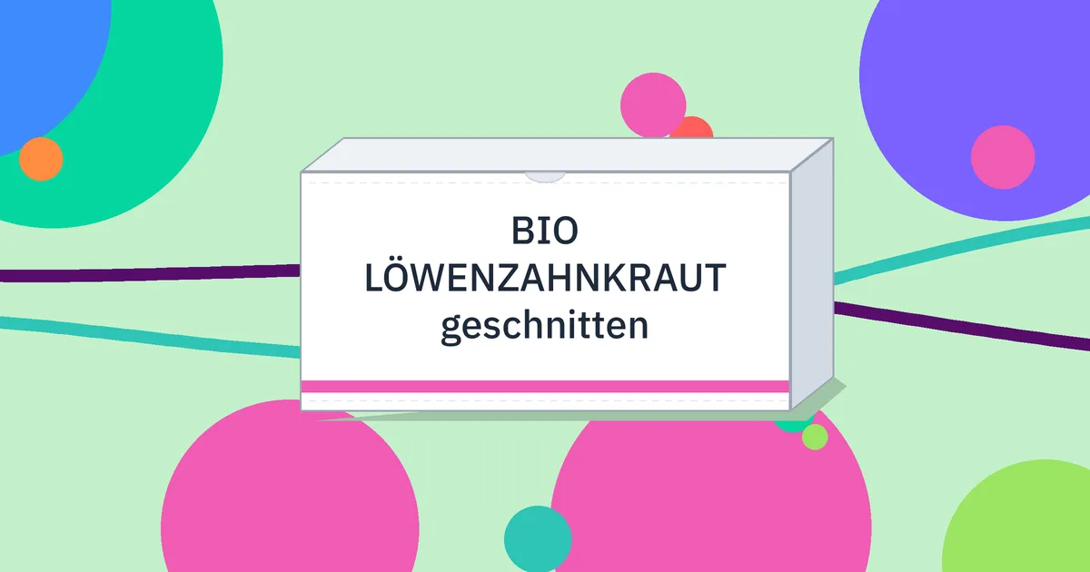 Symbolbild: Packung mit der Aufschrift BIO LÖWENZAHNKRAUT geschnitten (PZN 14030996) – Verfügbarkeit und Bezug in Apotheken in Frankfurt am Main
