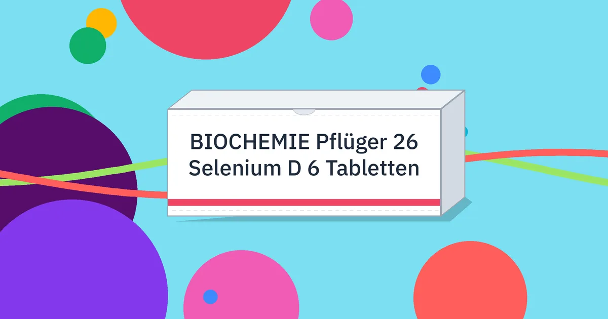 Symbolbild: Packung mit der Aufschrift BIOCHEMIE Pflüger 26 Selenium D 6 Tabletten (PZN 05919251) – Verfügbarkeit und Bezug in Apotheken in Frankfurt am Main
