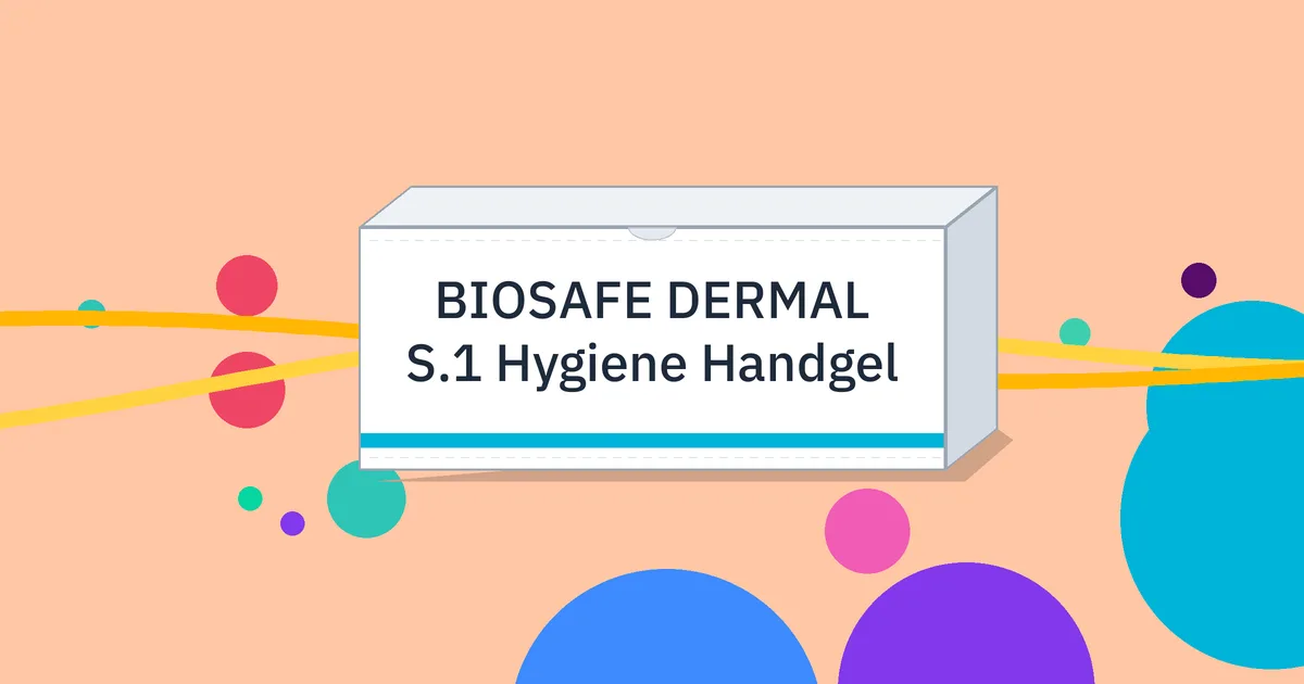 Symbolbild: Packung mit der Aufschrift BIOSAFE DERMAL S.1 Hygiene Handgel (PZN 16742152) – Verfügbarkeit und Bezug in Apotheken in Frankfurt am Main