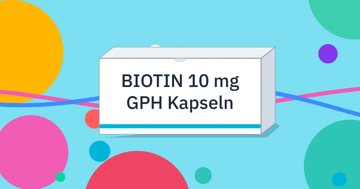 Symbolbild: Packung mit der Aufschrift BIOTIN 10 mg GPH Kapseln (PZN 13250968) – Verfügbarkeit und Bezug in Apotheken in Frankfurt am Main