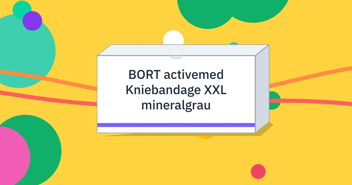 Symbolbild: Packung mit der Aufschrift BORT activemed Kniebandage XXL mineralgrau (PZN 12602052) – Verfügbarkeit und Bezug in Apotheken in Frankfurt am Main