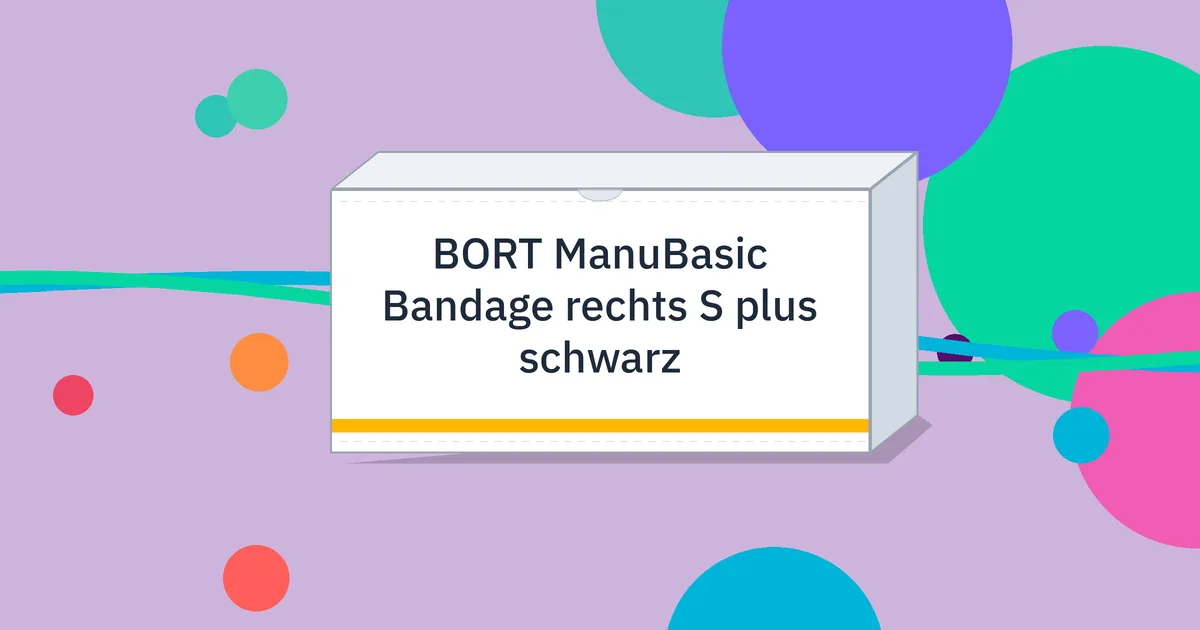 Symbolbild: Packung mit der Aufschrift BORT ManuBasic Bandage rechts S plus schwarz (PZN 16317822) – Verfügbarkeit und Bezug in Apotheken in Frankfurt am Main